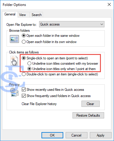 Enable Single Click To Open Files Windows 10 - Single Click Setting