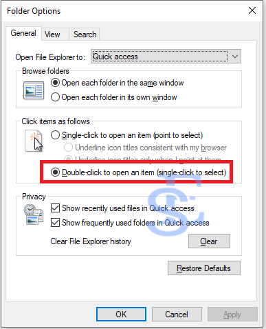 Enable Single Click To Open Files Windows 10 - Single Click Setting