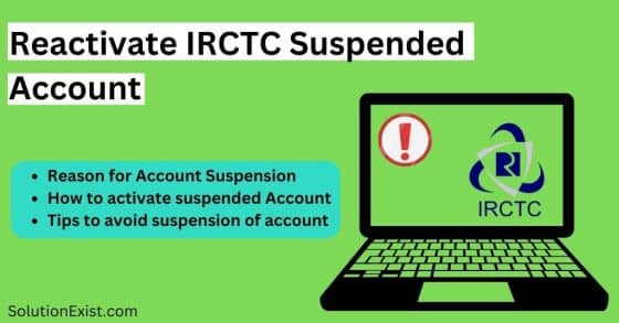 IRCTC Account Suspended | Activation Process IRCTC Account Suspended | Activation Process
